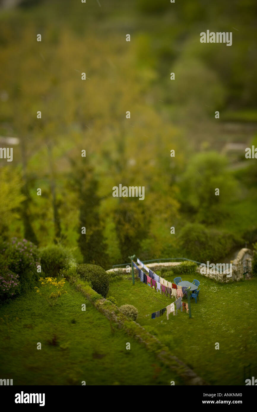 Aerial view of clotheslines on a hillside Stock Photo - Alamy
