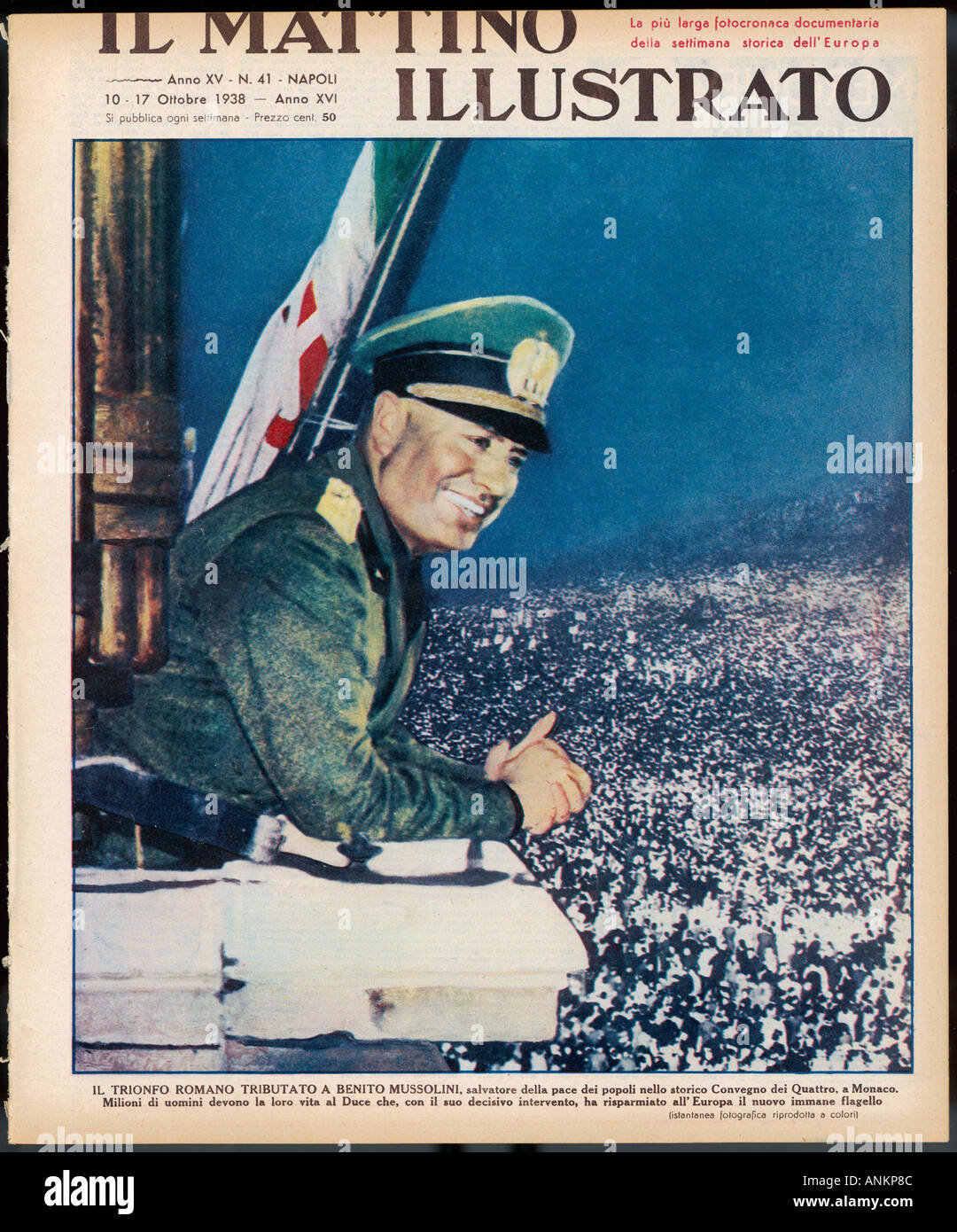 Mussolini 1938 Applauded Stock Photo - Alamy