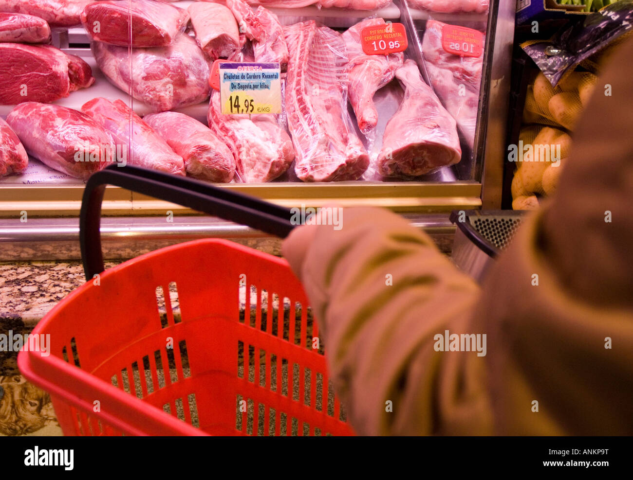 Young sheeps in butcher s shop MADRID Spain Stock Photo - Alamy