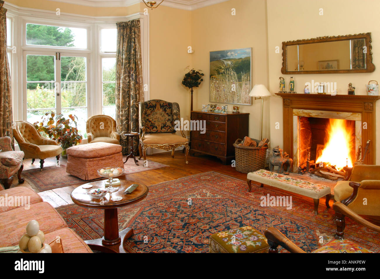 UK property, house interior, traditional style living room Stock Photo ...