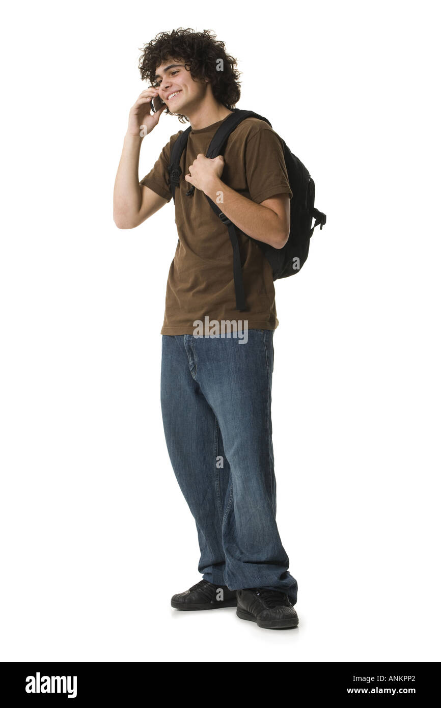 Black Teen Boy Looking At Phone Cut Out Stock Images & Pictures - Alamy