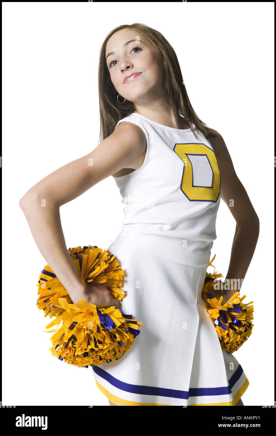 Cheerleader Holding Pom Poms High Resolution Stock Photography and ...