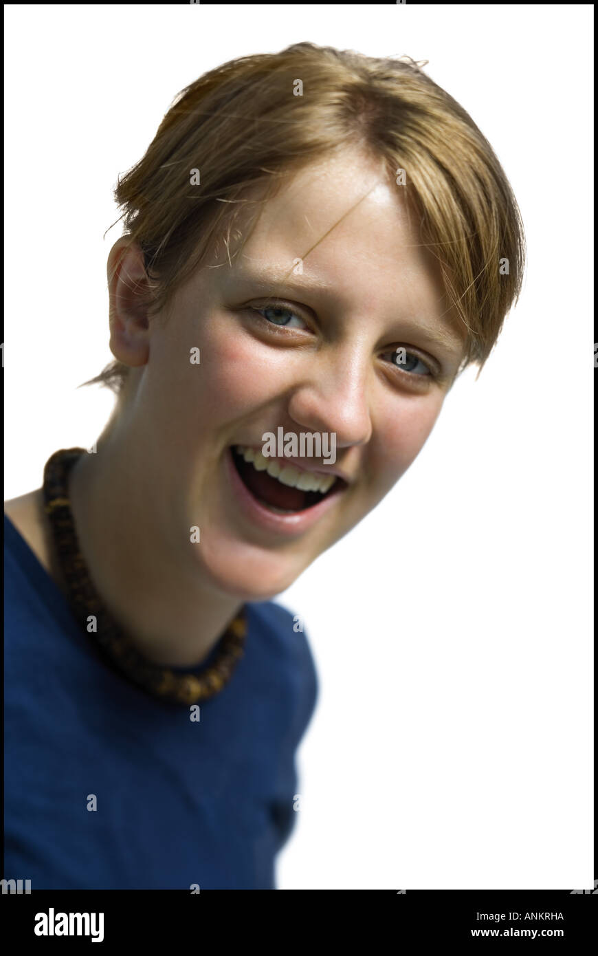 Portrait of a teenage girl smiling Stock Photo - Alamy
