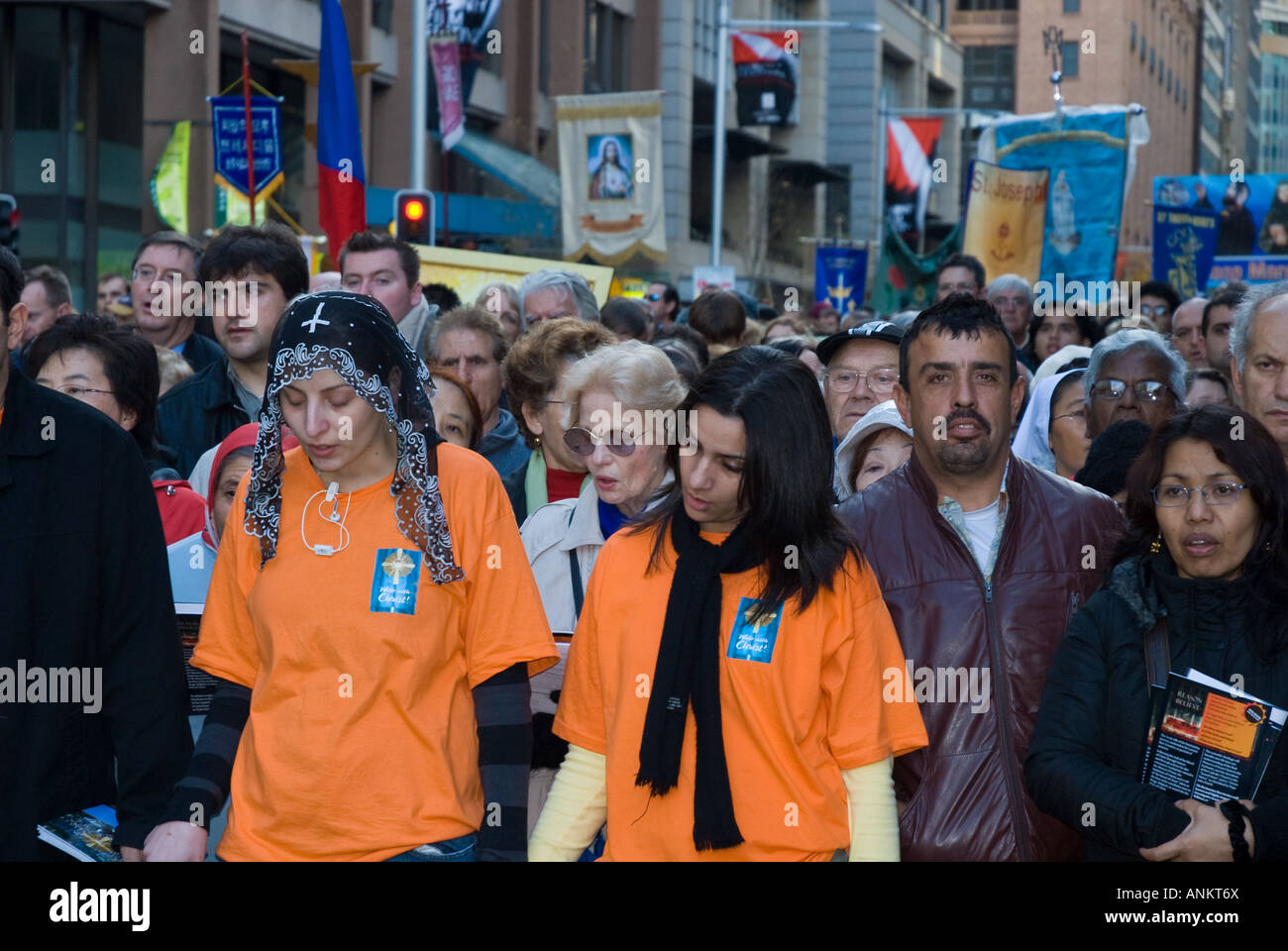 Young Catholics, taking part in a street procession Stock Photo - Alamy