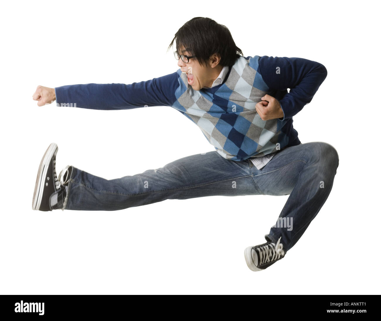 Karate front kick Cut Out Stock Images & Pictures - Alamy