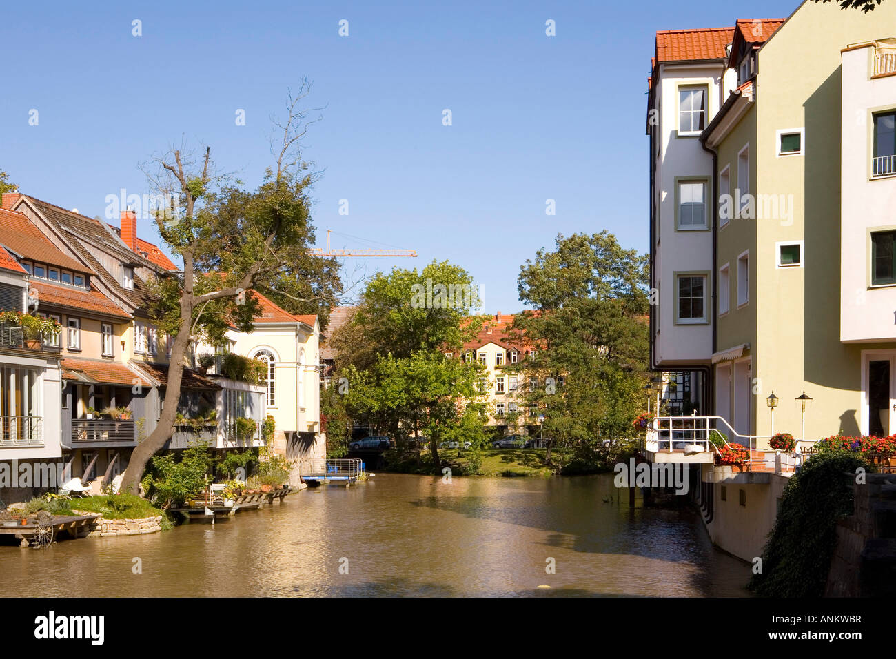 River Gera and Kraemerbruecke Kraemer Bridge Erfurt Germany Stock Photo ...