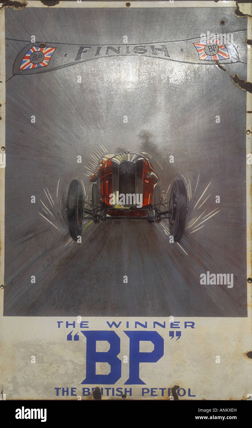 1930's BP petrol advertising sign Stock Photo - Alamy