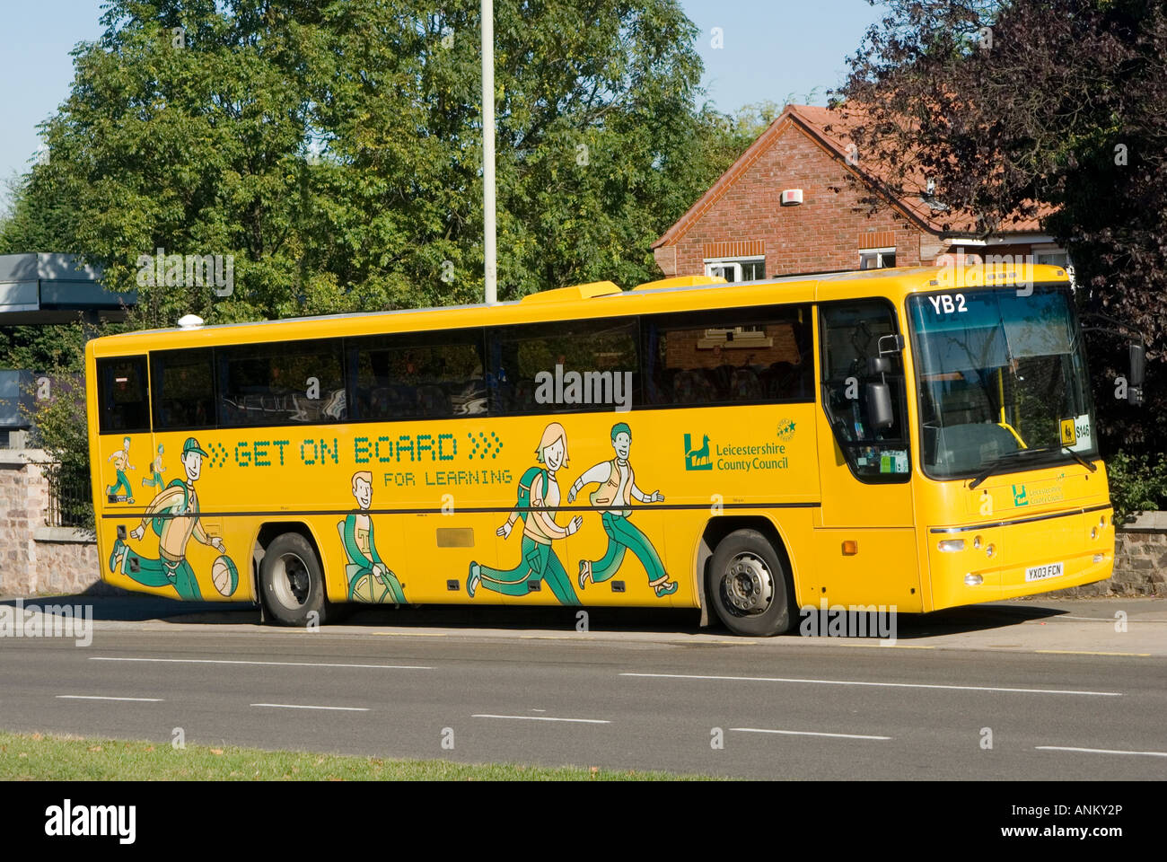 Leicestershire county council yellow school bus, england Stock Photo ...