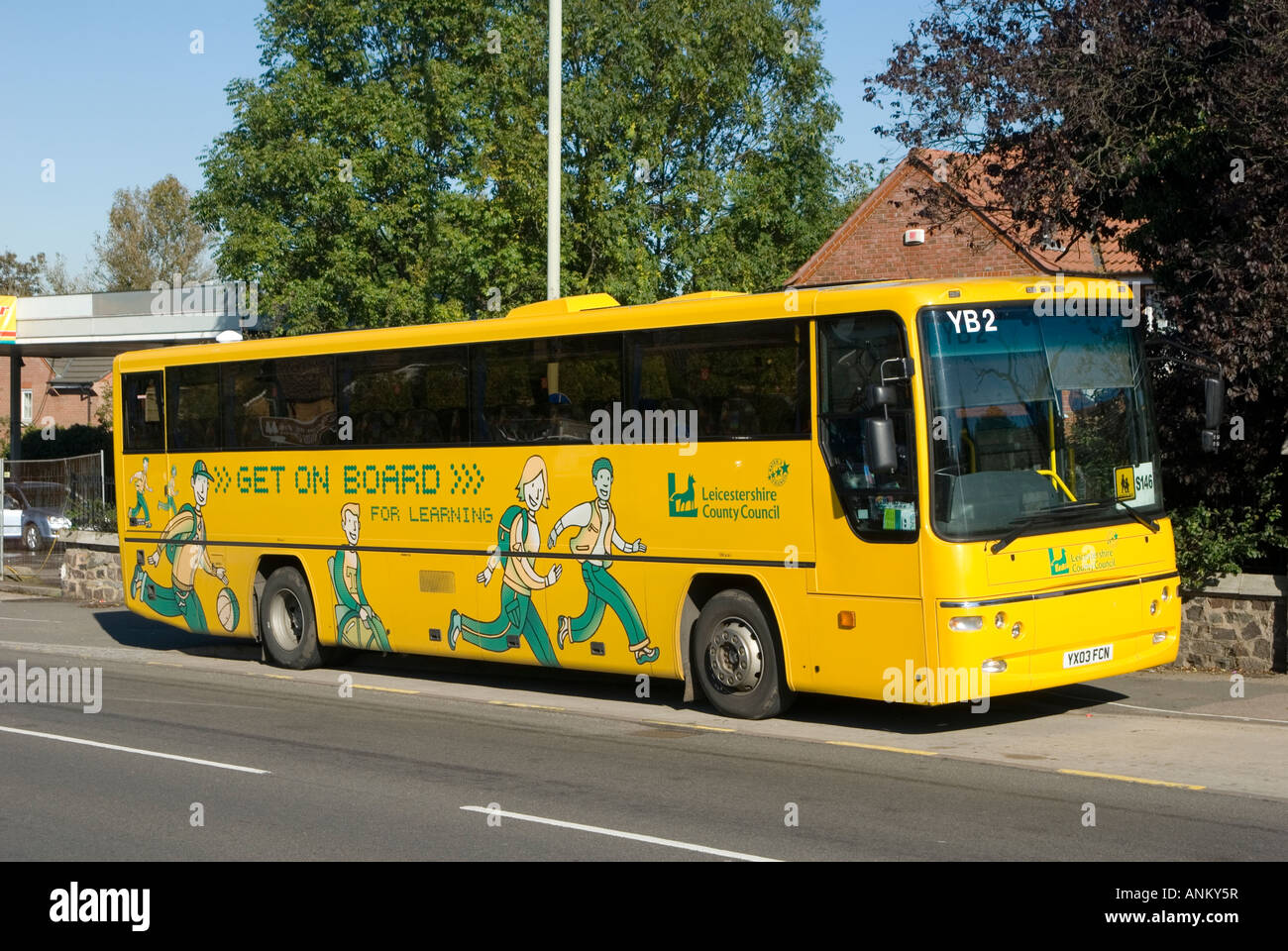 Leicestershire county council yellow school bus, england Stock Photo ...