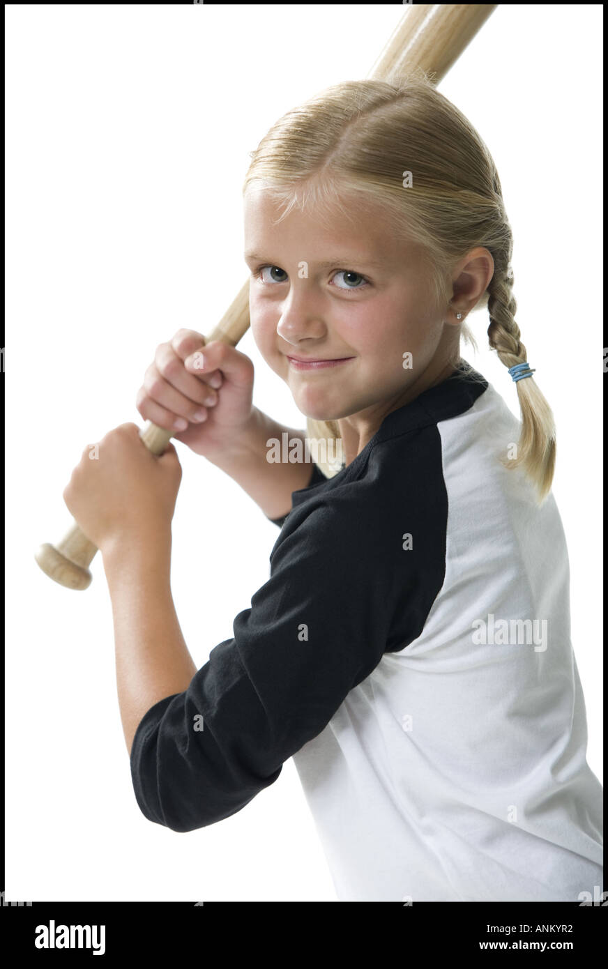 Girl holding baseball bat side hi-res stock photography and images - Alamy