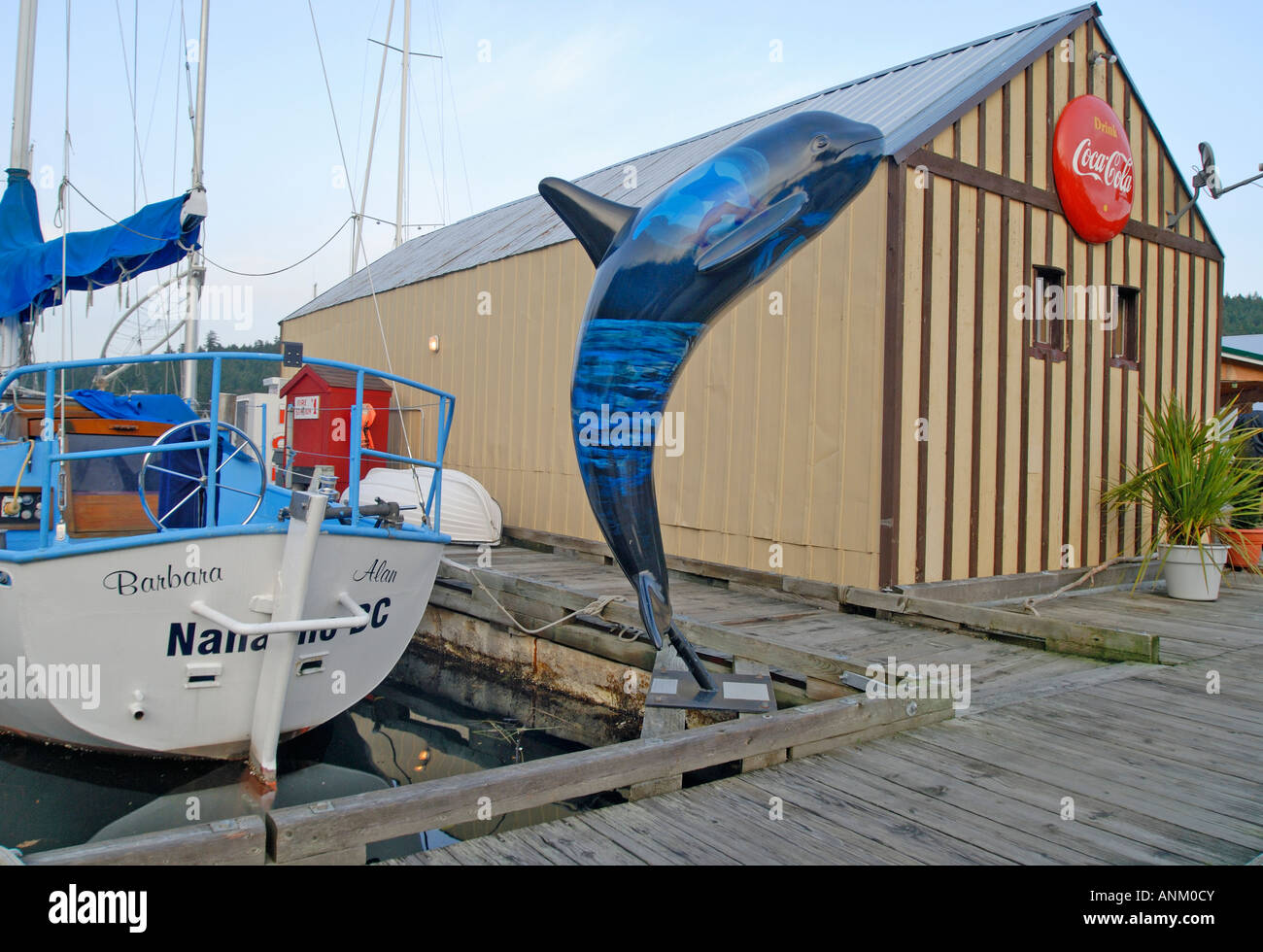 An iconic Orca model on the Maple Bay Pier Vancouver Island (Duncan ...