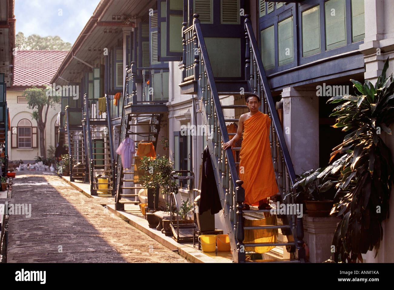 Novice monk residence, Wat Benchamabophit, Bangkok, Thailand Stock ...