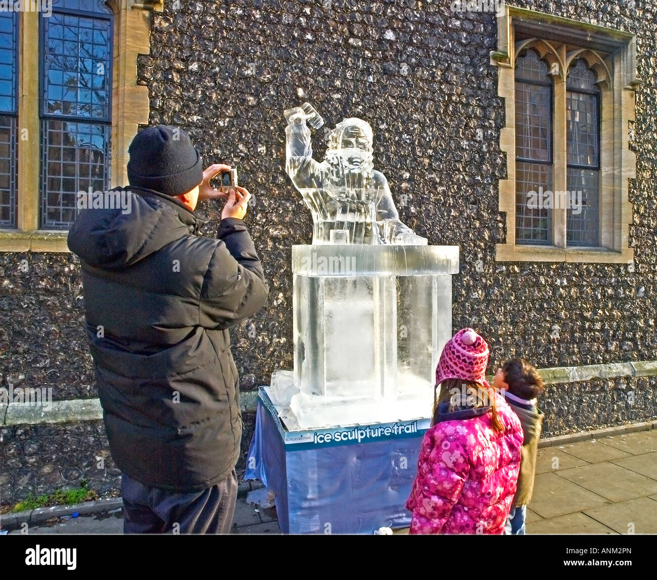 Ice sculpture of The judge in Norwich, UK Stock Photo - Alamy