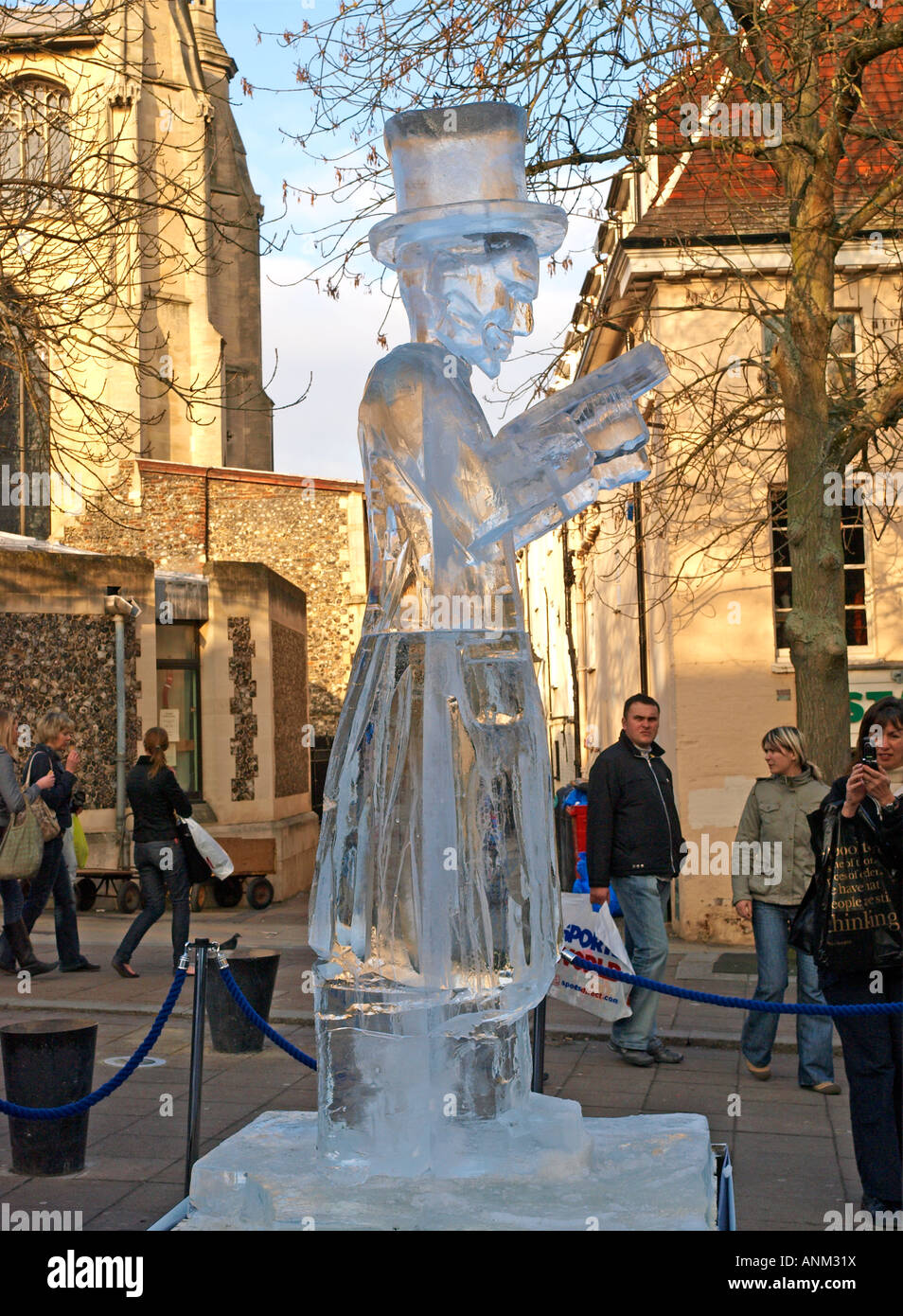Ice sculpture of the reading 'Victorian Gentleman on Hay Hill' in ...