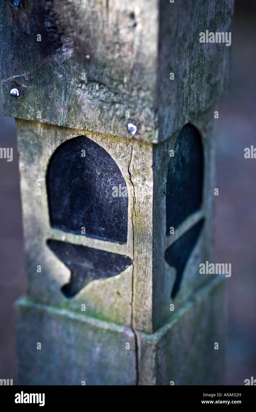 The Acorn symbol of the National Trails of England on the Cotswold Way ...