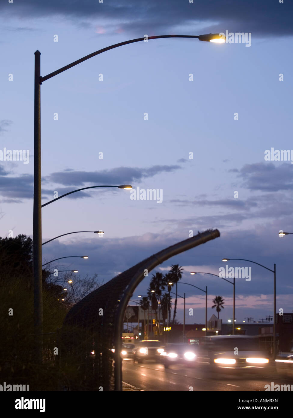 Street lights power lines at dawn Stock Photo - Alamy