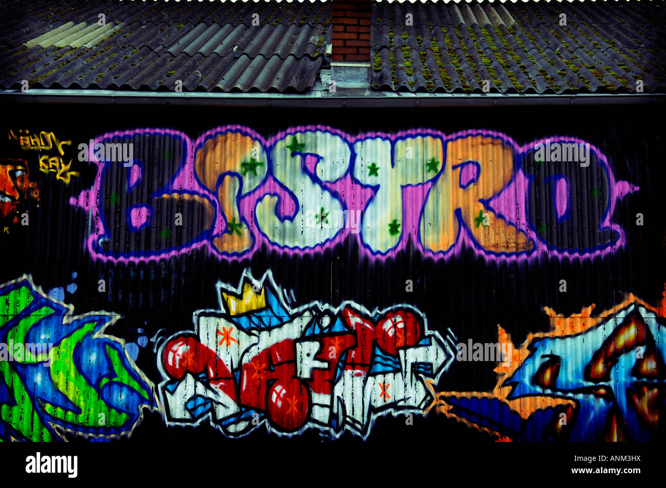 bistro graffiti wall colour food dining modern art Stock Photo - Alamy