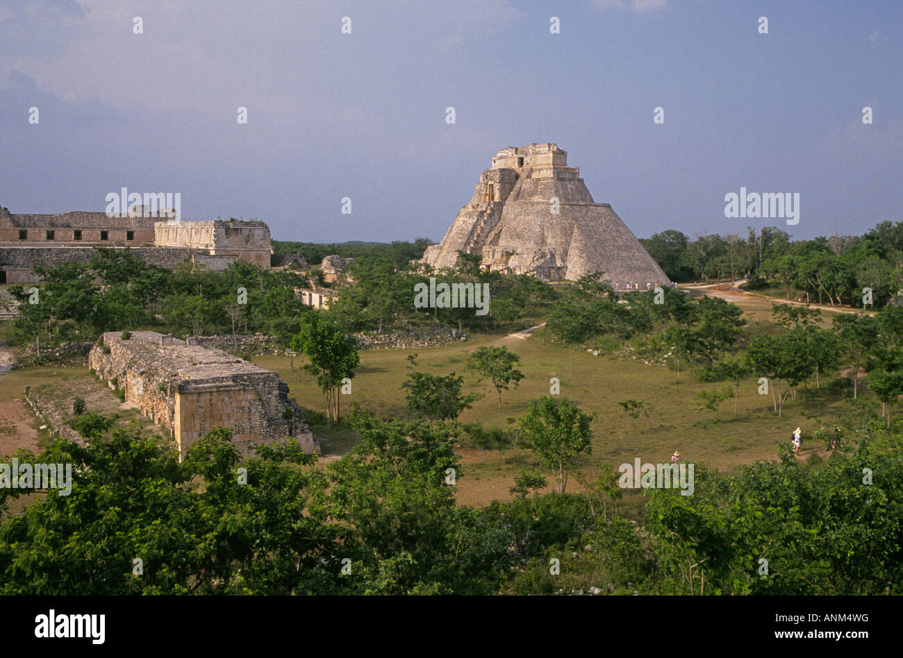 An overview of the pyramids and ball courts at the ancient ruined Mayan ...