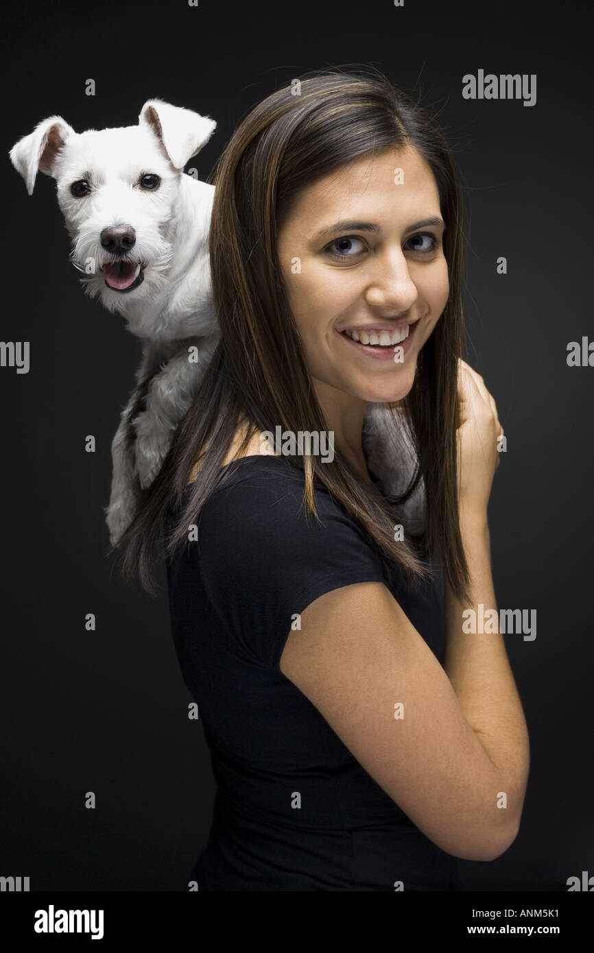 Woman carrying dog studio hi-res stock photography and images - Alamy