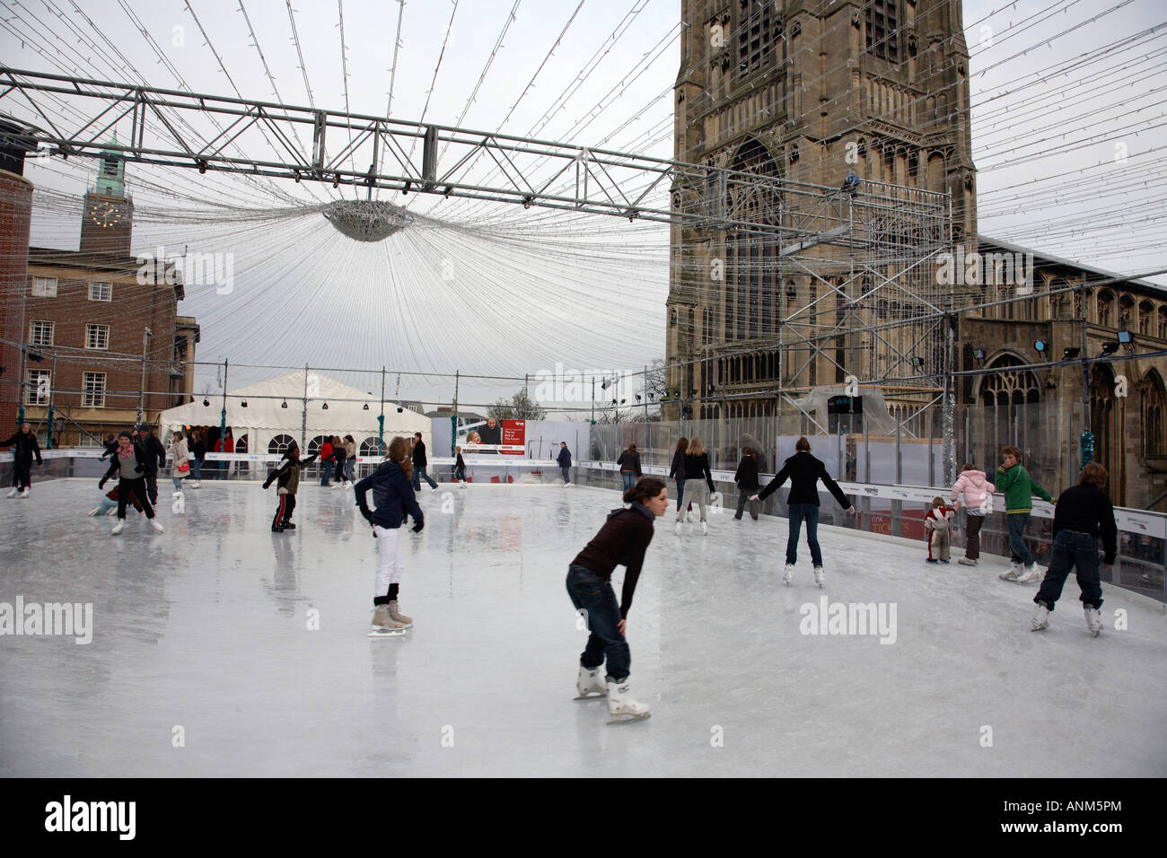 Temporary ice skating rink in Norwich Stock Photo - Alamy