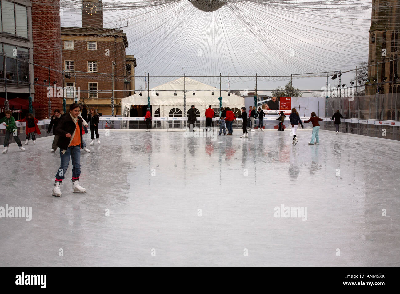 Temporary ice skating rink in Norwich Stock Photo - Alamy