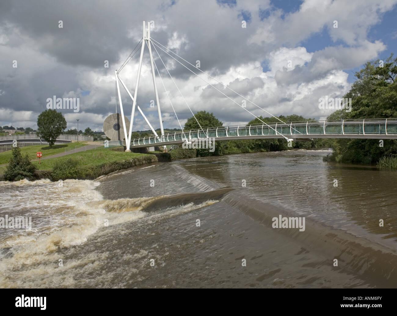 The Millenium footbridge and cycle bridge across the River Exe, Exeter ...