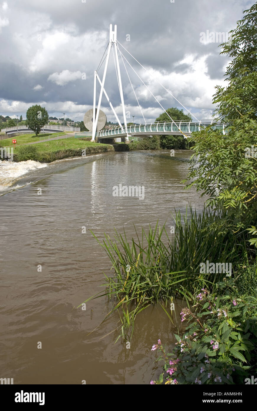 The Millenium footbridge and cycle bridge across the River Exe, Exeter ...