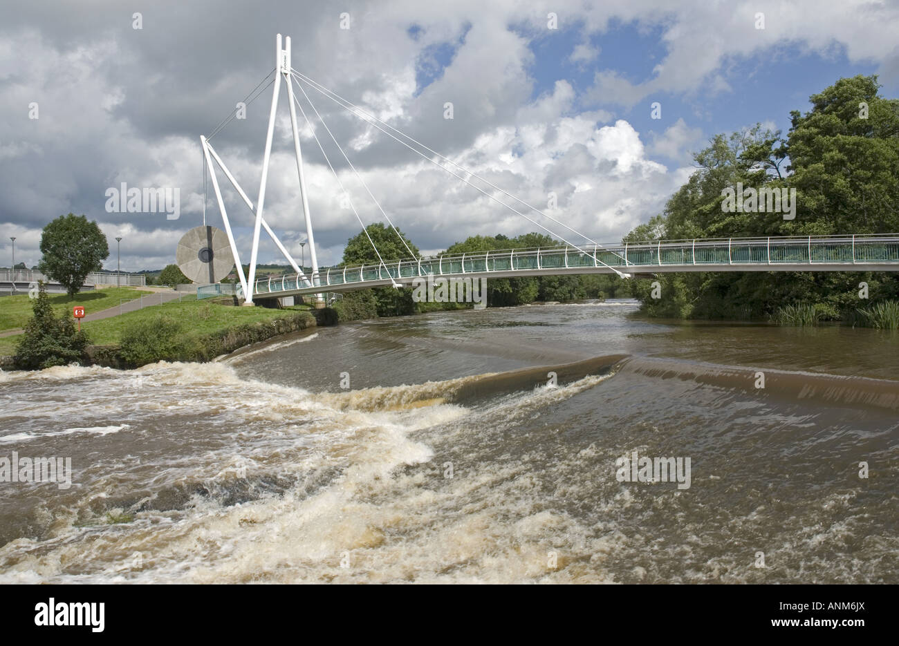 The Millenium footbridge and cycle bridge across the River Exe, Exeter ...