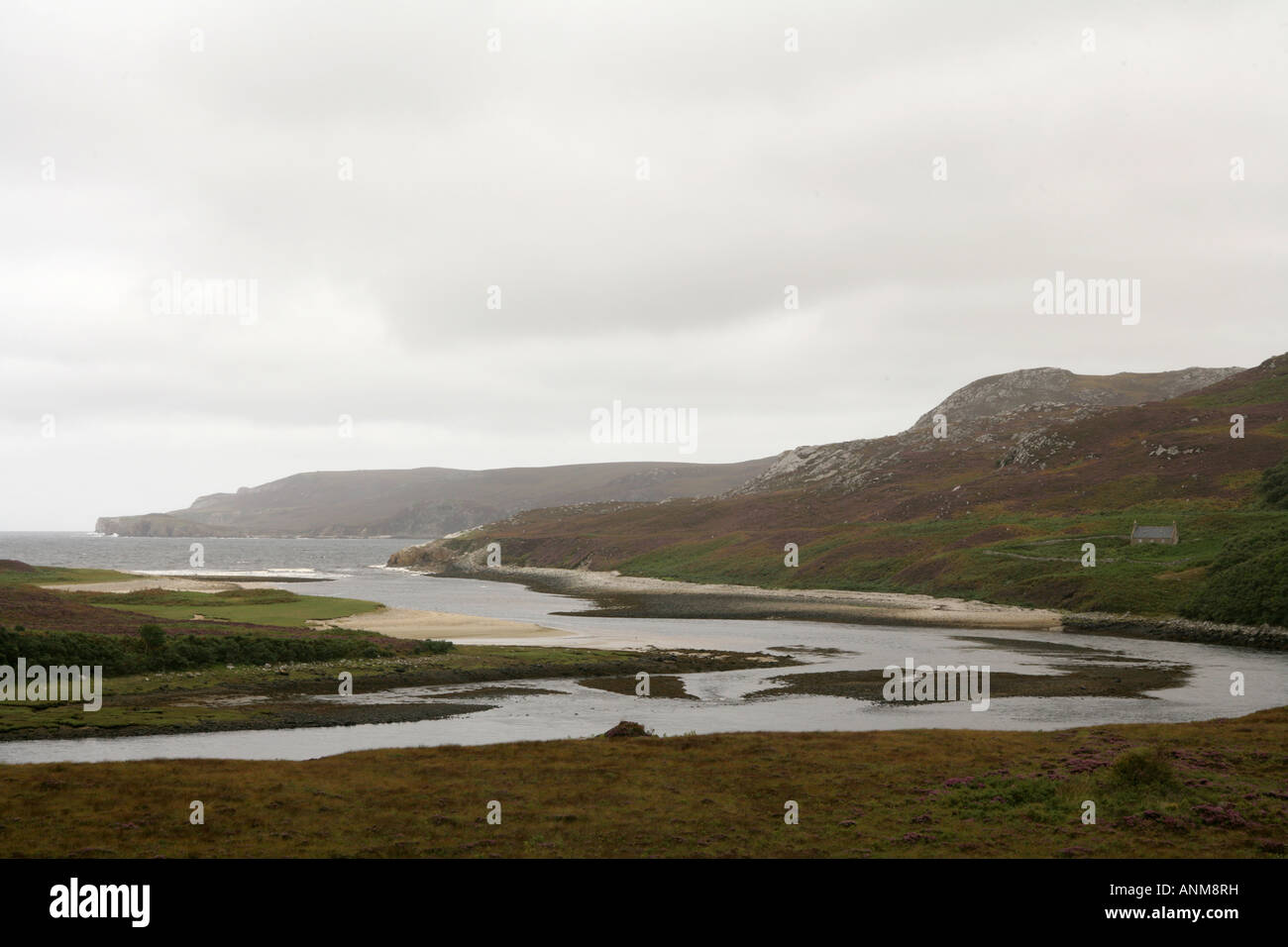 River hope flowing into sea, North coast, Scottish Highlands, Scotland ...