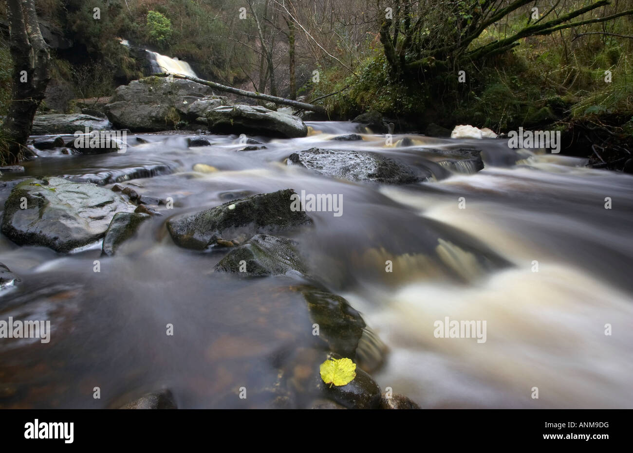 WIde angle Image of a small river showing small waterfalls Stock Photo ...