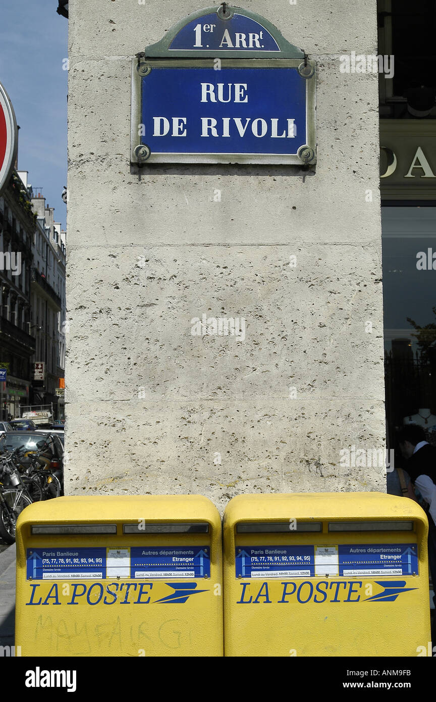 Street signs on Paris Rue France Stock Photo - Alamy