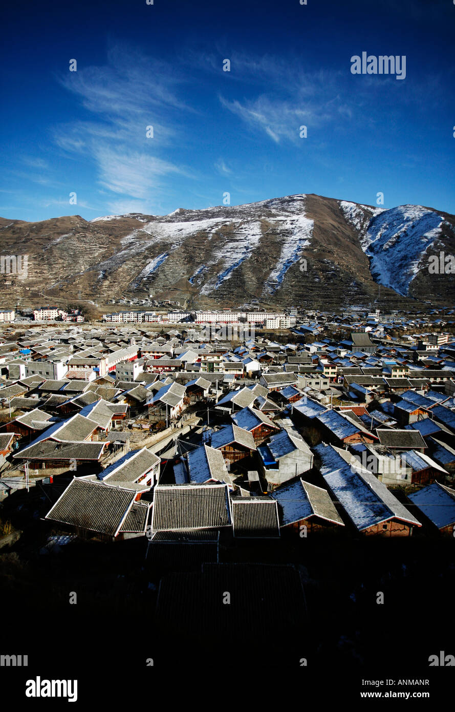 Landscape of Songpan a Chinese city in Sichuan China as seen from above ...
