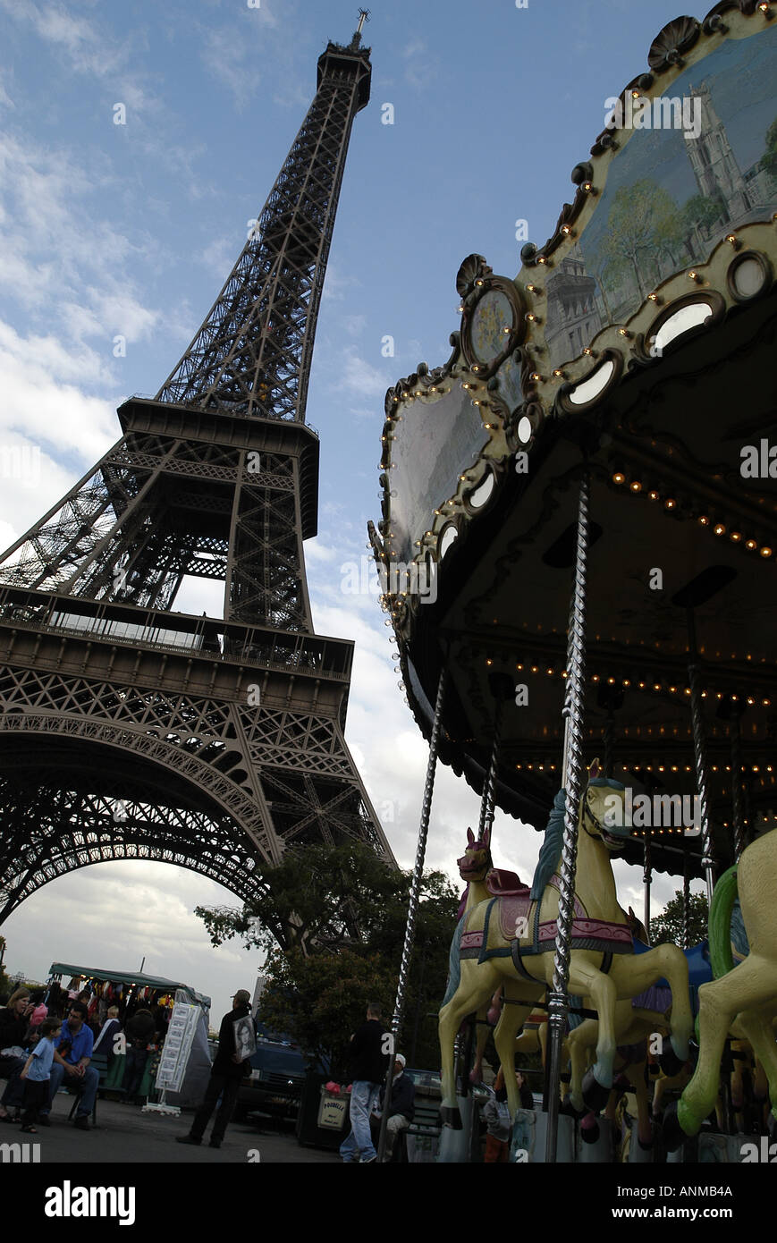 Eiffel Tower Carousel Paris France vertical Stock Photo - Alamy