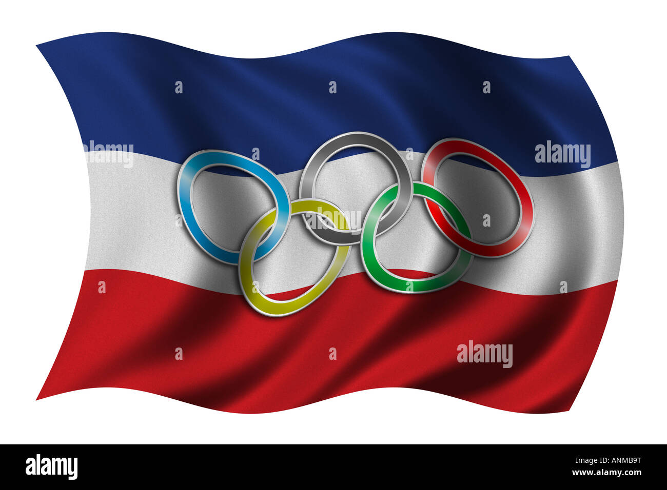 Flag of Yugoslavia with olympic symbol Stock Photo - Alamy