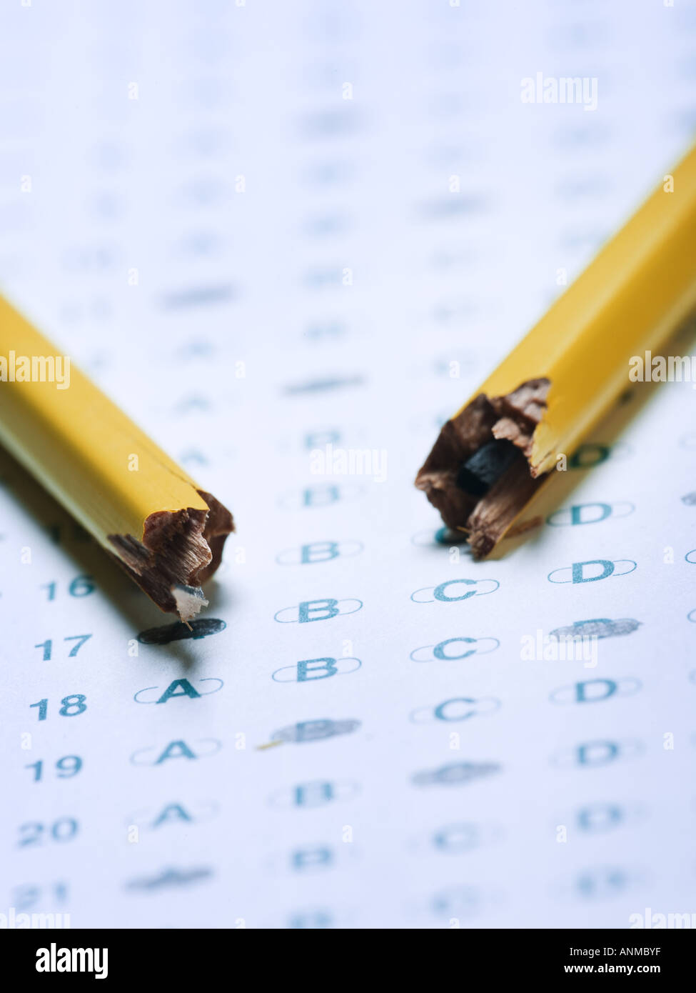 Close up of a broken pencil on a test form Stock Photo - Alamy