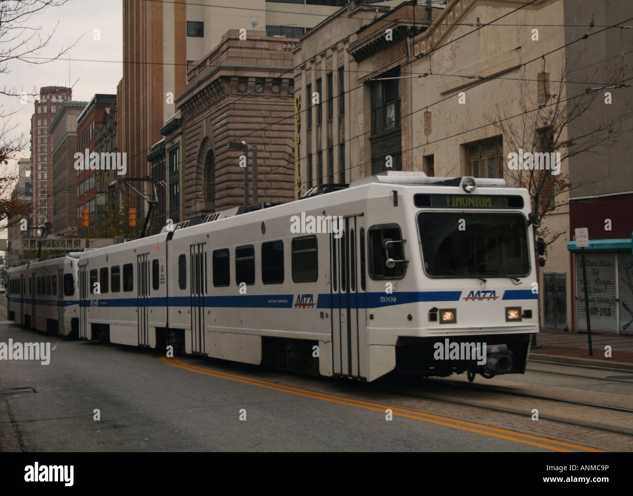 MTA light rail train on Baltimore street November 2007 Stock Photo - Alamy