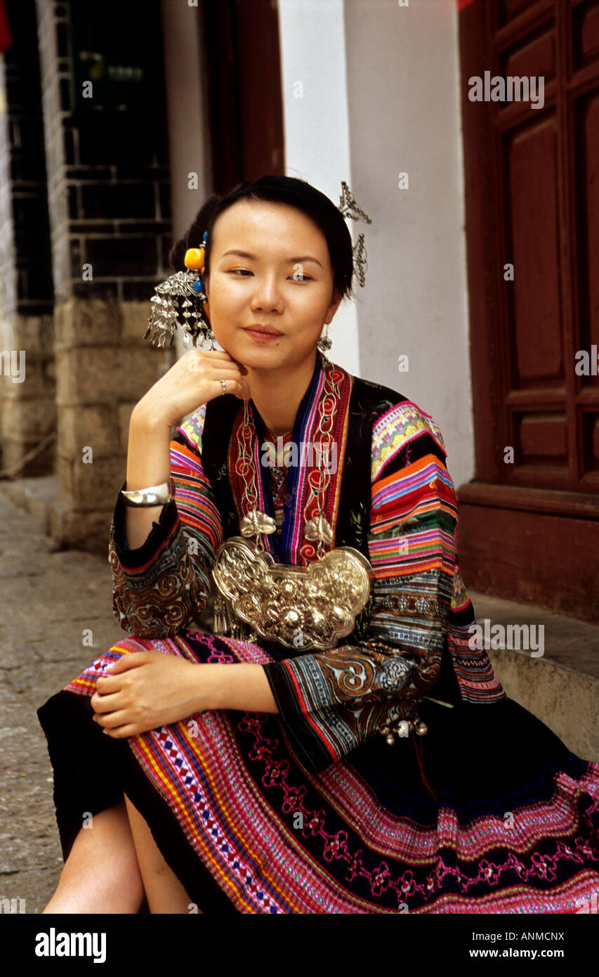 Beautiful Miao woman Stock Photo - Alamy