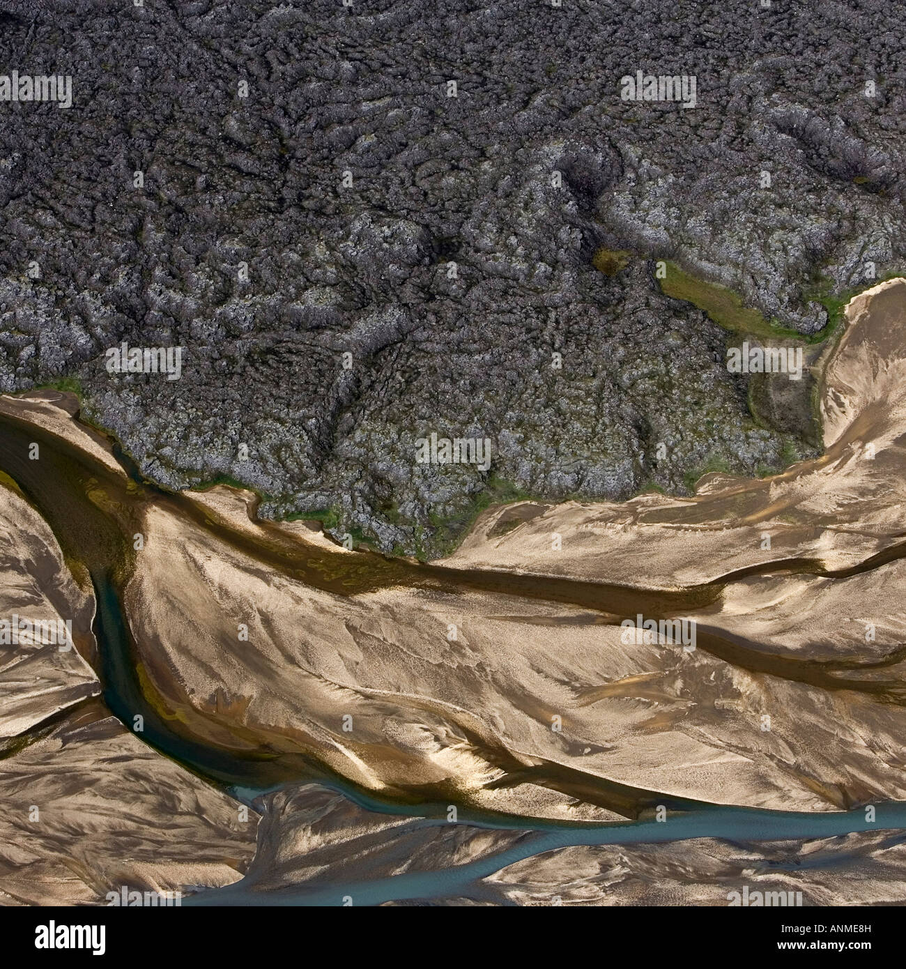 Aerial photo of rivers and lakes in the highlands of Iceland Stock ...