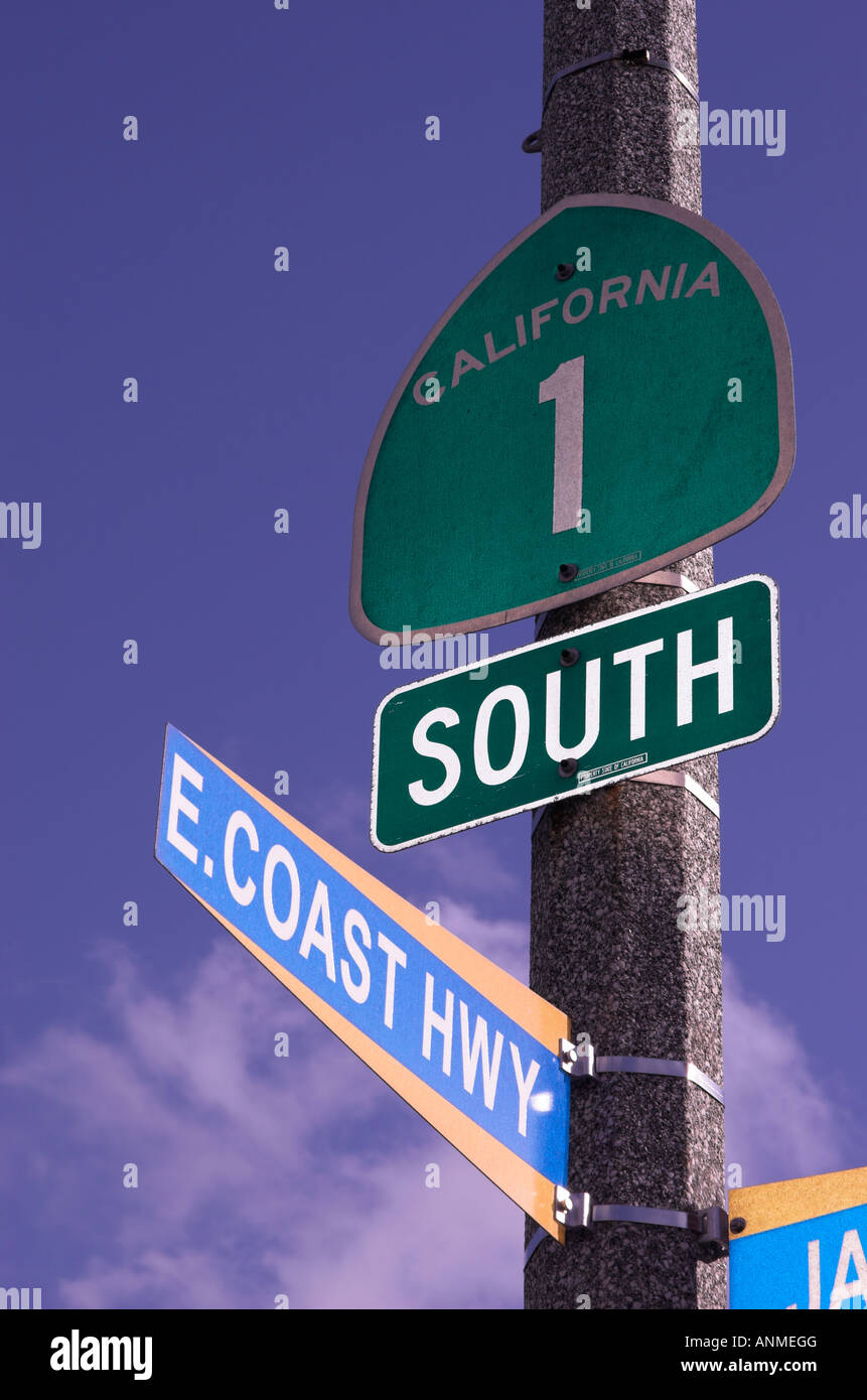 California Highway 1 sign Corona del Mar Newport Beach California USA ...