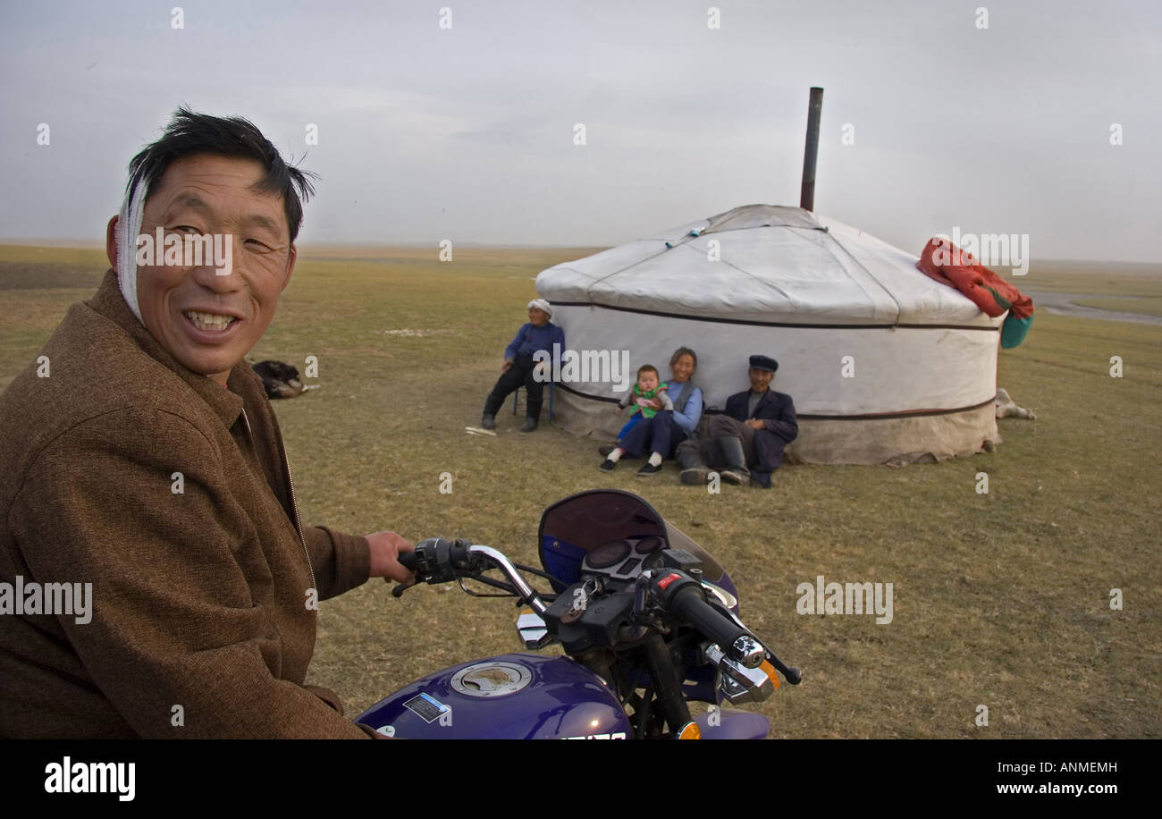 Family in Ger or mongolian yurt Inner Mongolian Autonomous Region in ...
