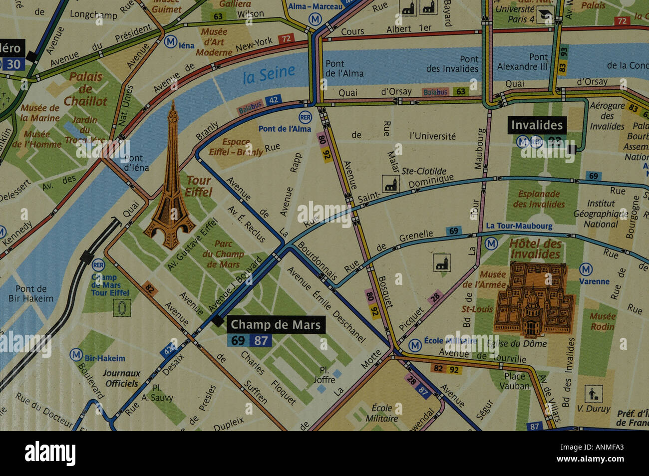 A map of Paris's public transportation routes Stock Photo - Alamy