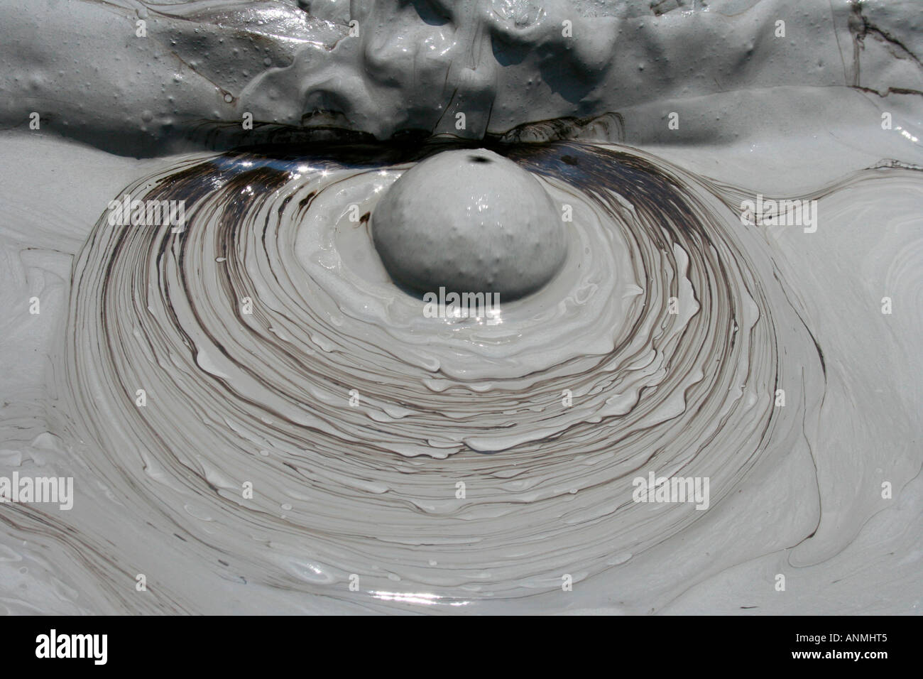 Close up of a bubble formed at the centre of a mud volcano at Baratang ...