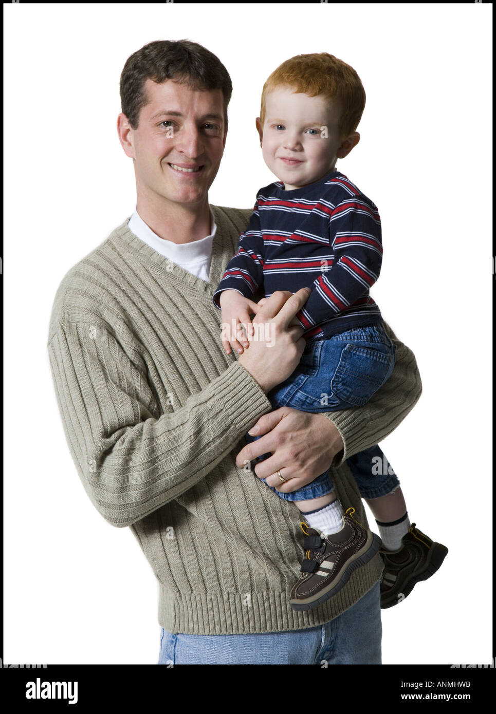 Portrait of a father carrying his son Stock Photo - Alamy