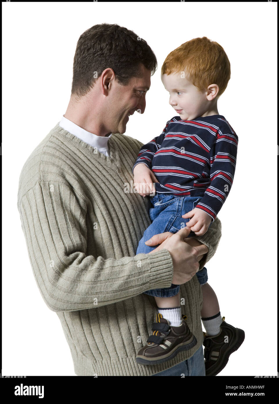 Profile of a father looking at his son Stock Photo - Alamy