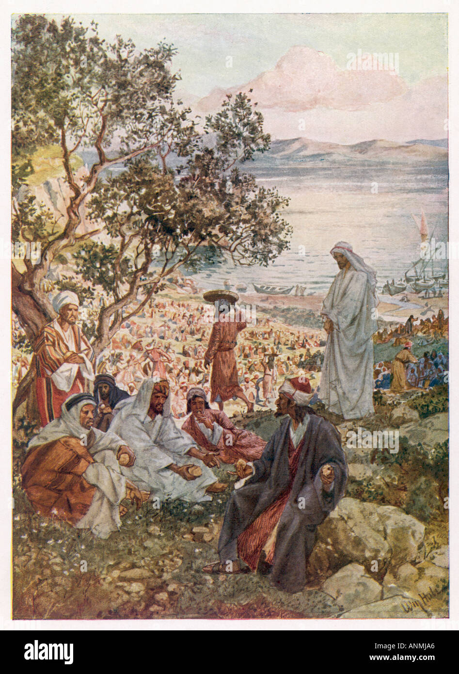 Jesus Feeds 5000 Stock Photo - Alamy