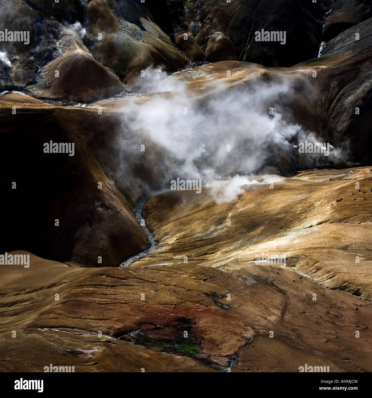 Aerial photo of geothermal areas in the mountains of Iceland Stock ...