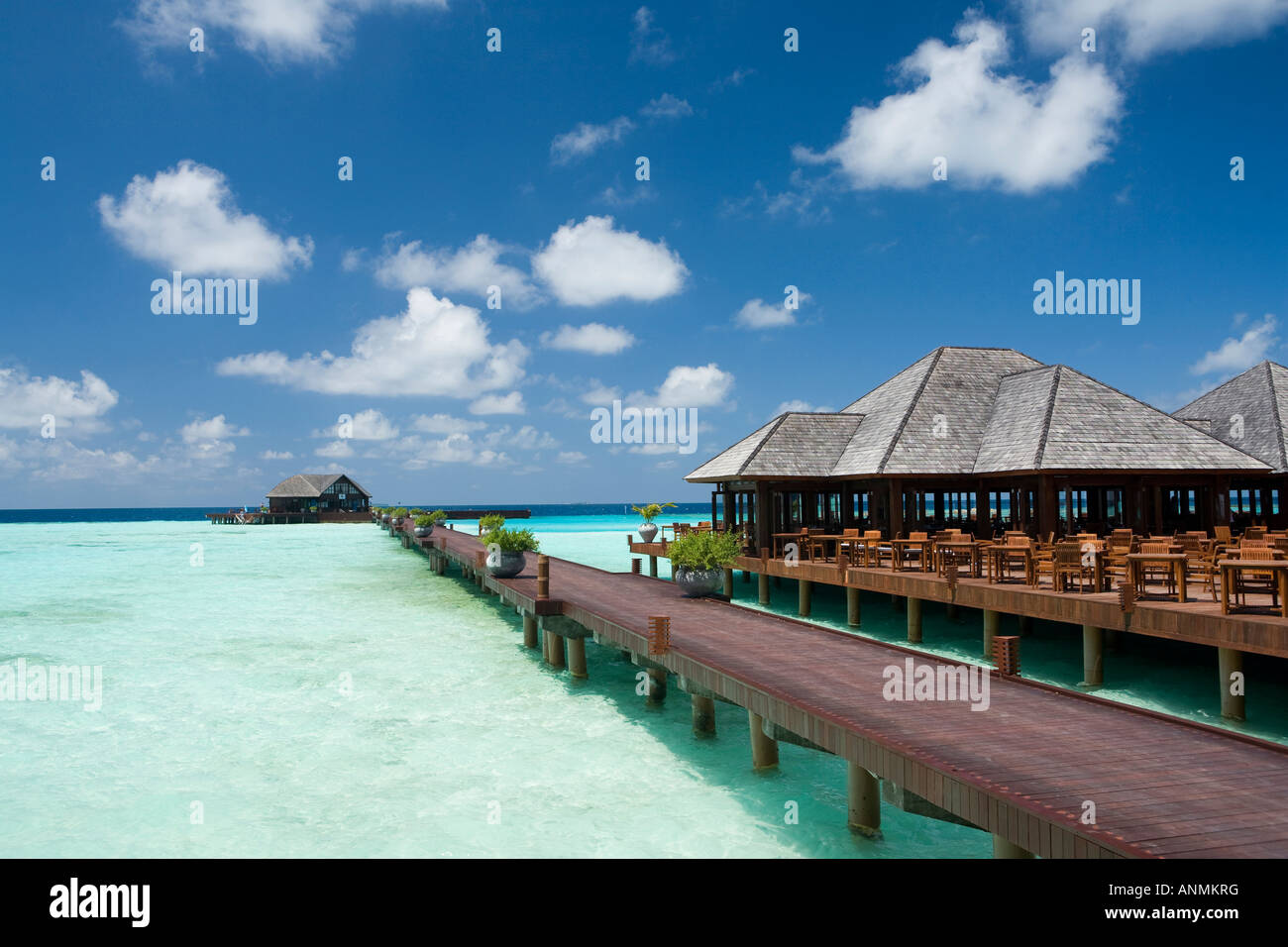 Maldives South Male Atoll Olhuveli Resort main jetty leading to Dive ...