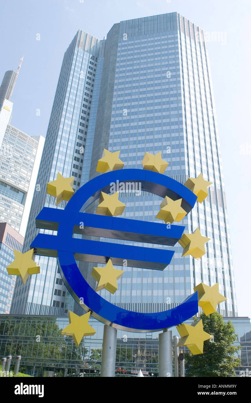 the EuroTower of the European Central Bank ECB in Frankfurt on the Main ...