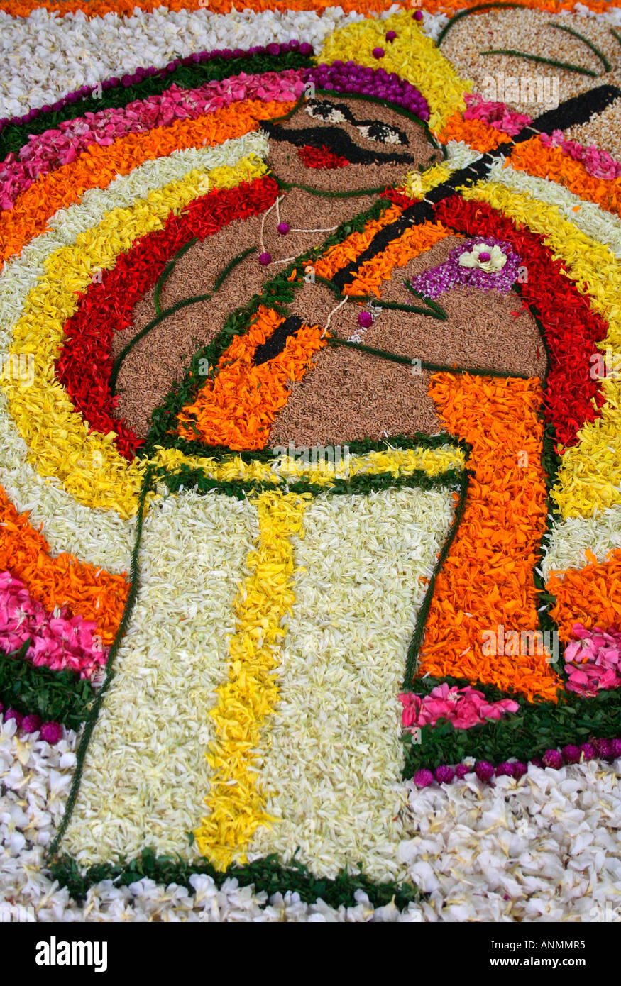 Flower decorations during Onam festival, Kerala Stock Photo - Alamy