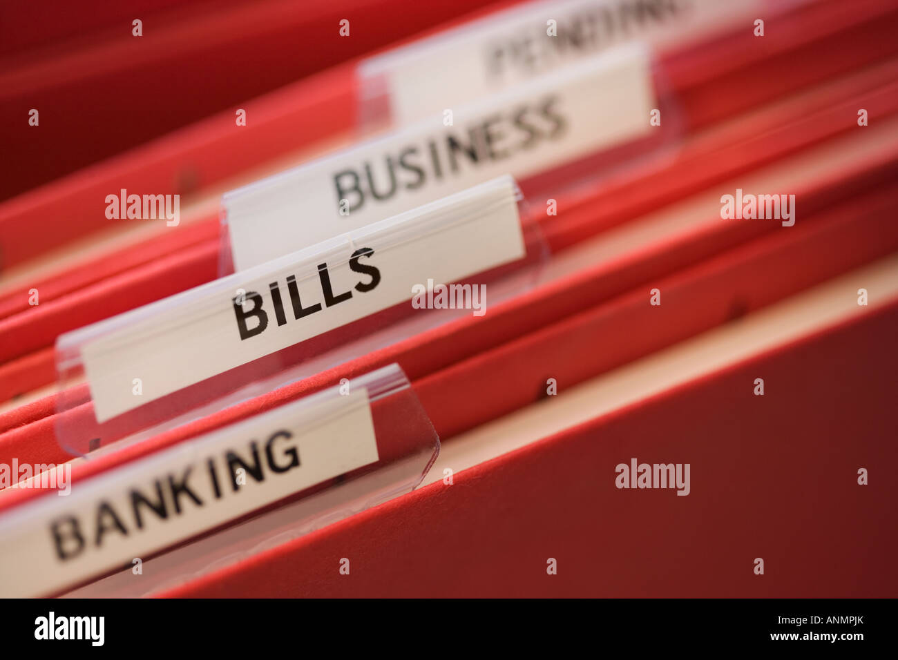 Close up of labeled file folders Stock Photo - Alamy